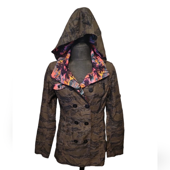 Hurley | Jackets & Coats | Hurley Camo Hawaiian Floral Double Breast ...